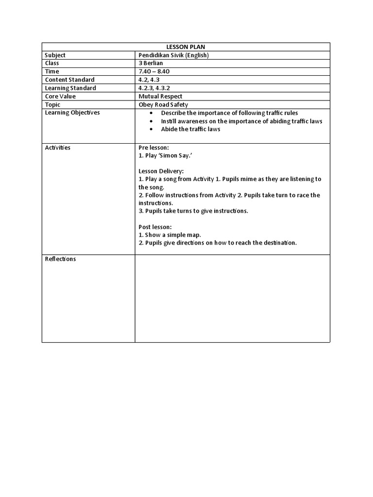 Guiding Young Minds: A Lesson Plan on Promoting Road Safety Awareness ...