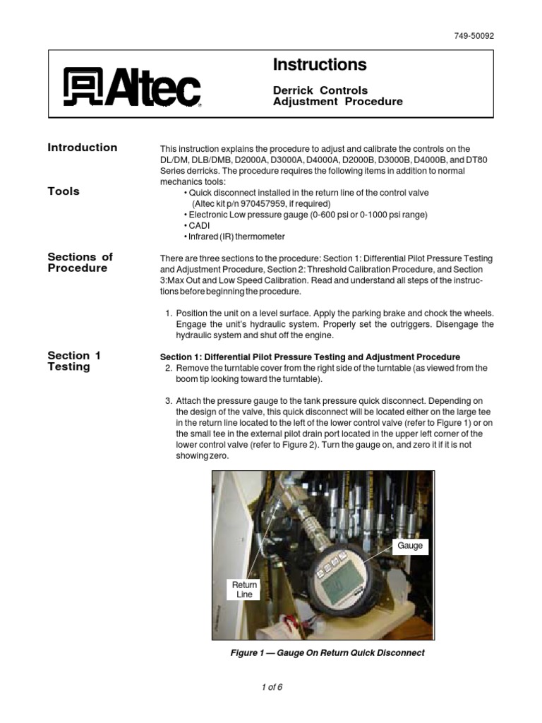 Instructions: Derrick Controls Adjustment Procedure | PDF | Calibration ...