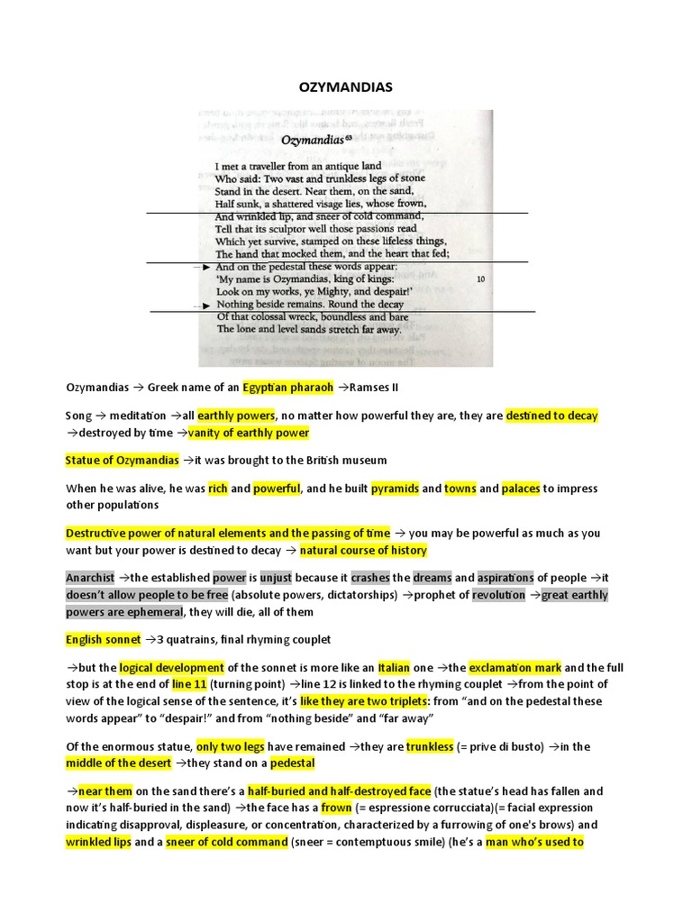Ozymandias - Shelley | PDF | Poems | Poetic Form
