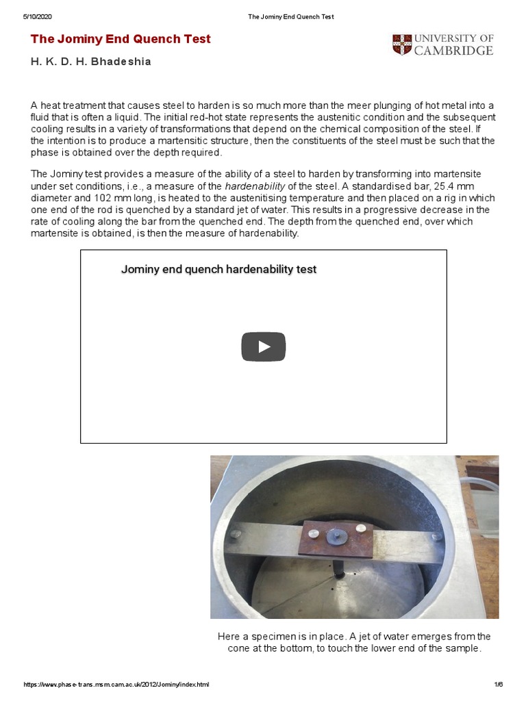 The Jominy End Quench Test | PDF | Steel | Metallurgy