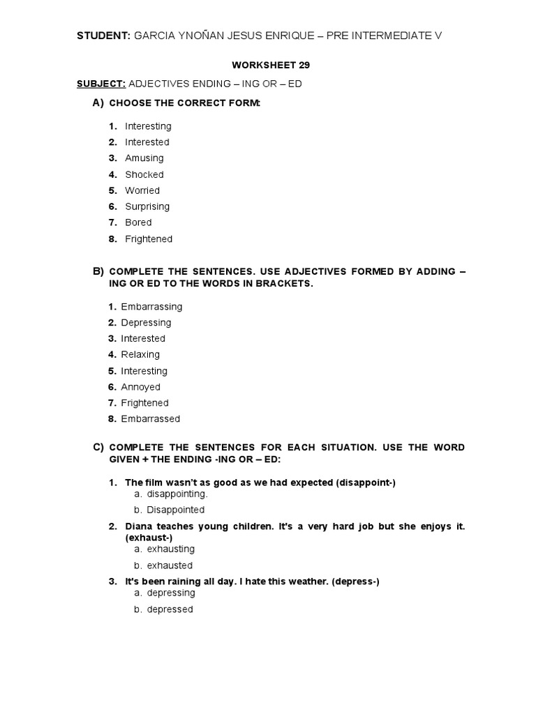 Worksheet 29 | PDF