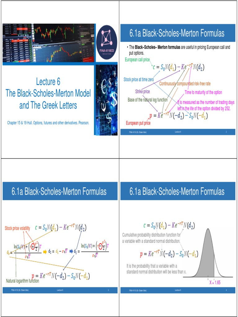 6.1a Black-Scholes-Merton Formulas | PDF | Black–Scholes Model ...