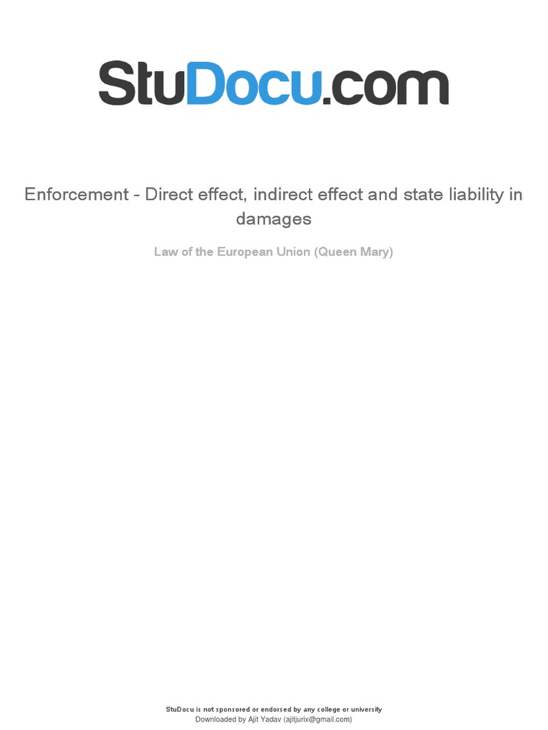 Enforcement Direct Effect Indirect Effect and State Liability in ...