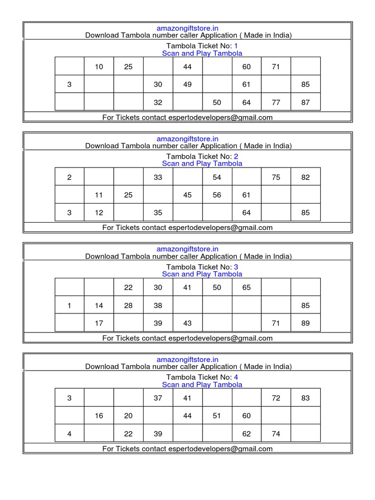 600+ Tambola Tickets Printable | PDF | Leisure Activities | Leisure