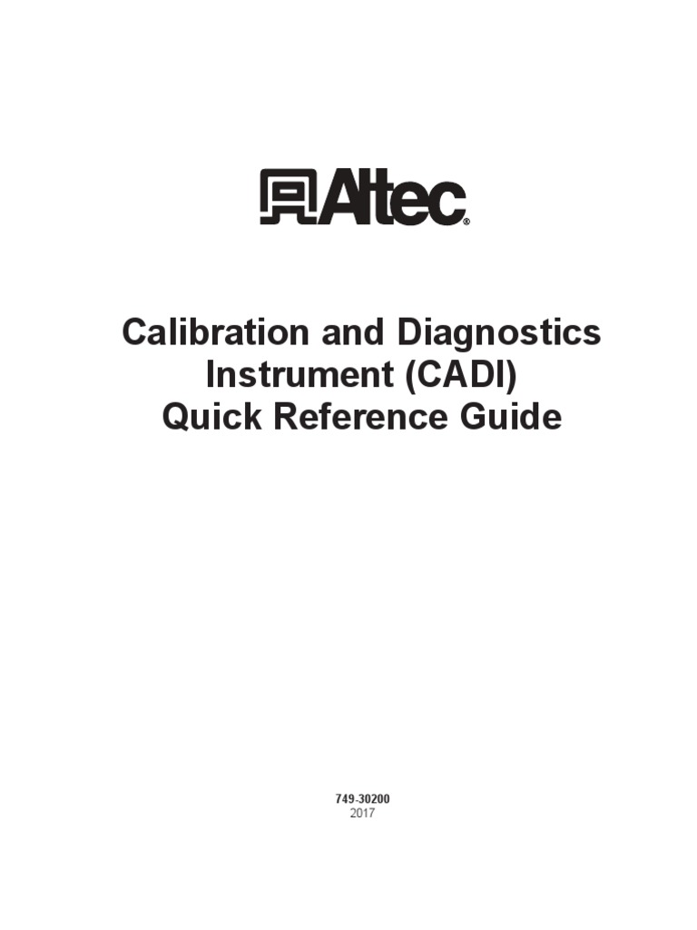 Calibration and Diagnostics Instrument (CADI) Quick Reference Guide | Download Free PDF ...
