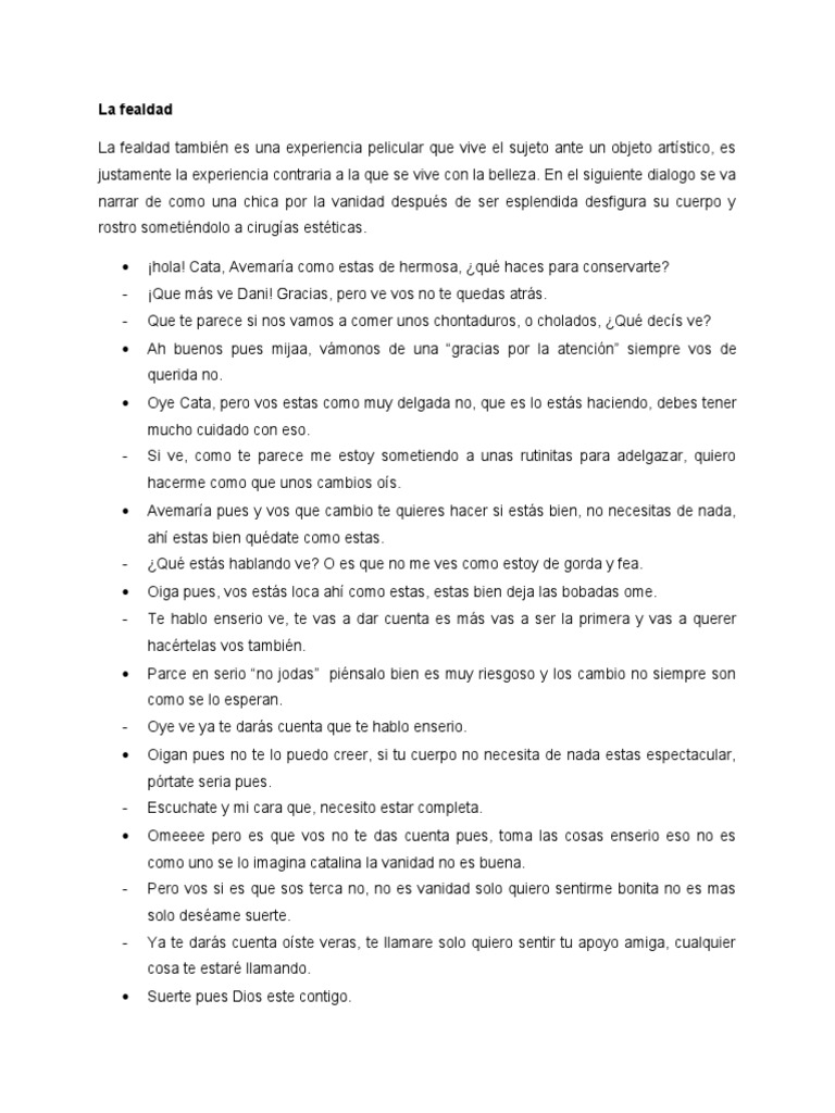 La Fealdad-Humanidades | PDF | Relaciones personales, crianza y ...