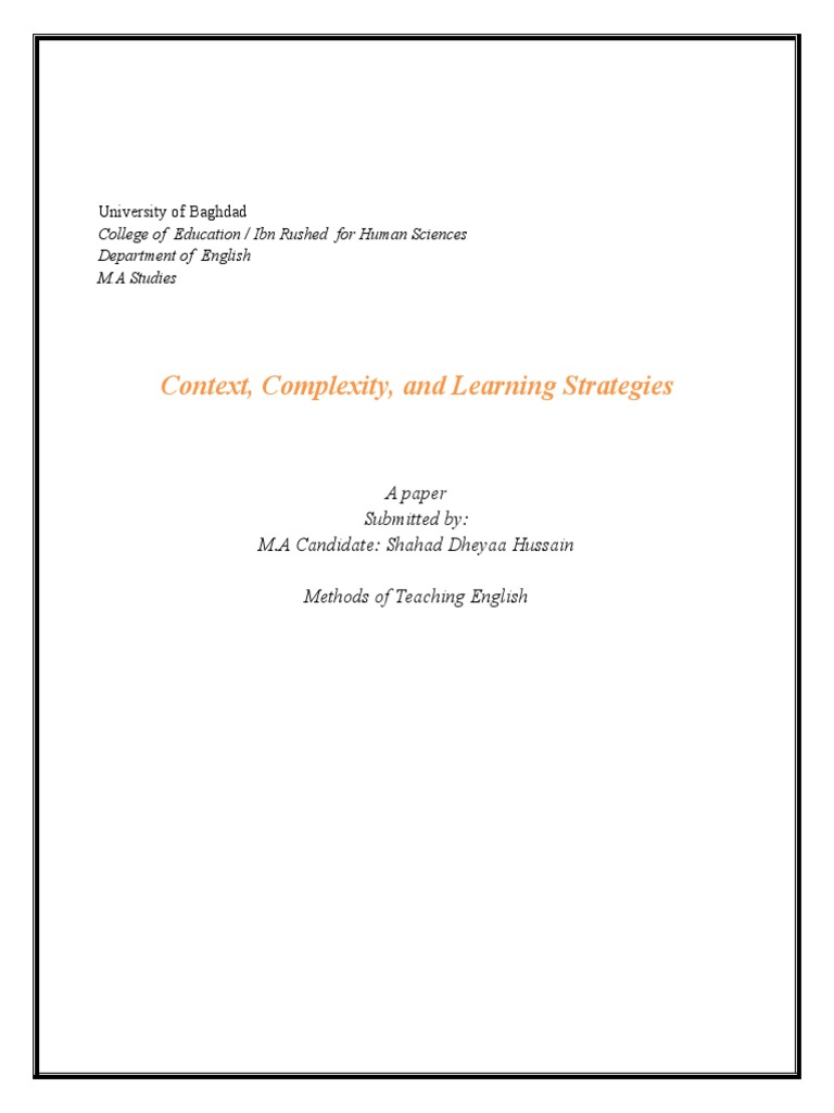 Context and Complexity in Language Learning | PDF | System | Learning