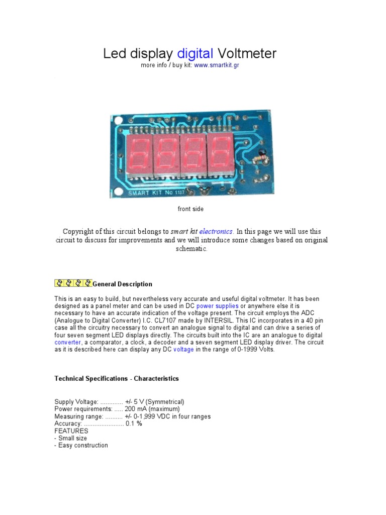 Digital Voltmeter Pdf Analog To Digital Converter Soldering