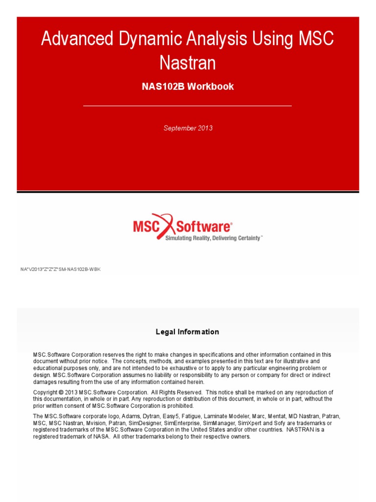 Advanced Dynamic Analysis Using MSC Nastran: NAS102B Workbook | PDF | Eigenvalues And ...