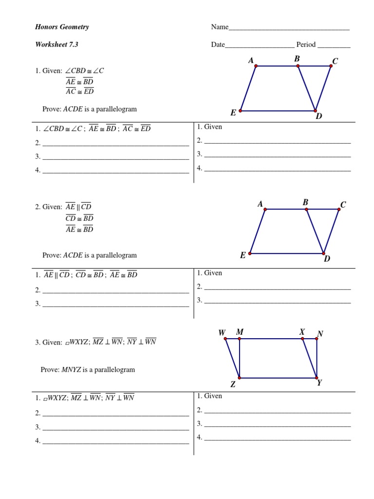 CBD C AE BD: Honors Geometry Worksheet 7.3 | PDF | Elementary Geometry ...