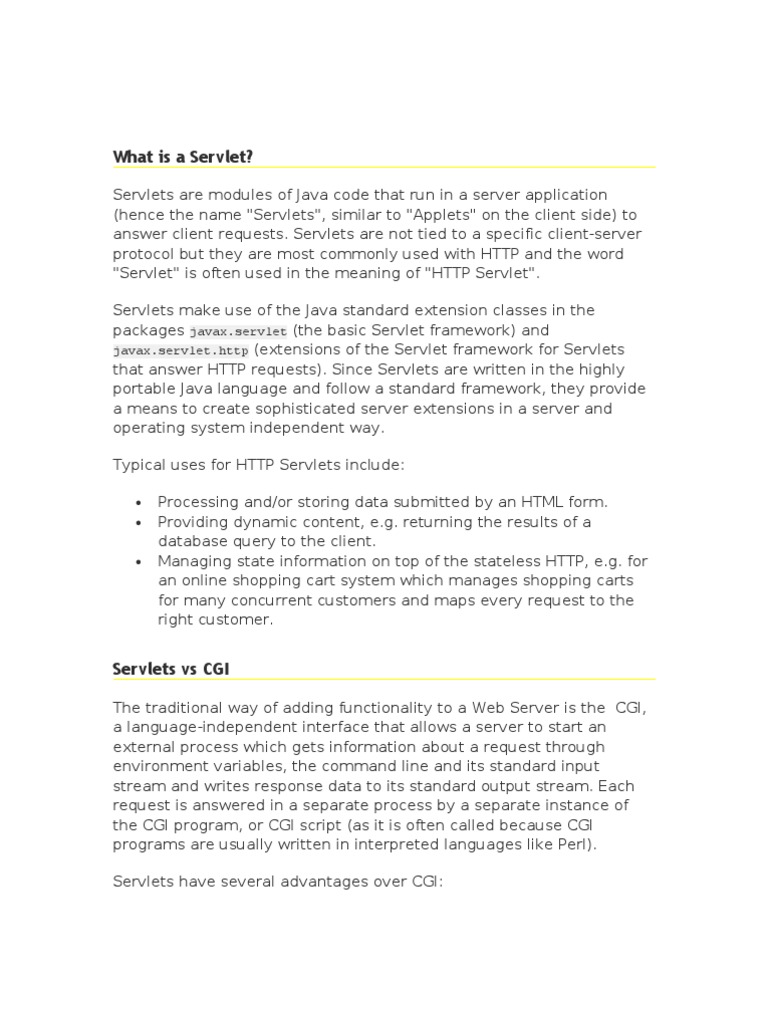 What Is A Servlet?: Javax - Servlet Javax - Servlet.http | PDF | Java Servlet | Hypertext ...
