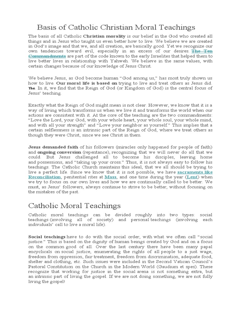 Basis of Catholic Christian Moral Teachings: The Ten Commandments | PDF ...