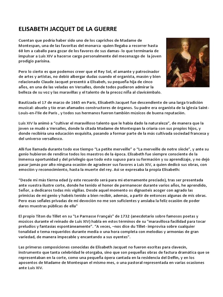 Elisabeth Jacquet de La Guerre | PDF | Clave | Louis Xiv De Francia