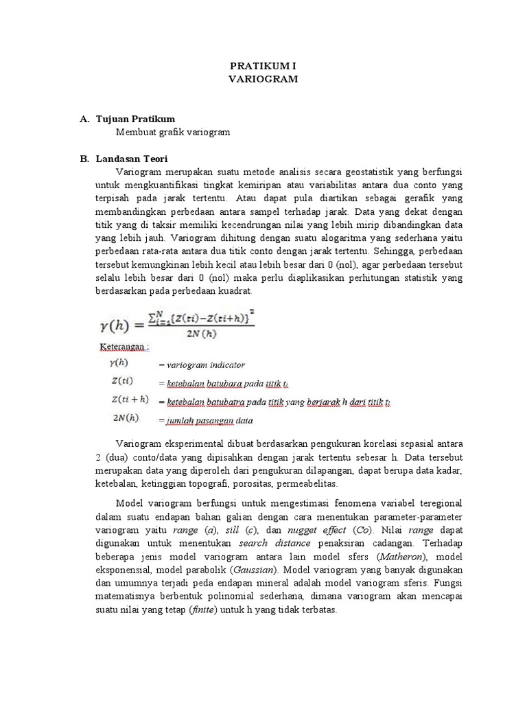Variogram: Panduan Praktikum dan Analisis | PDF | Metode & Bahan Ajar | Sains & Matematika