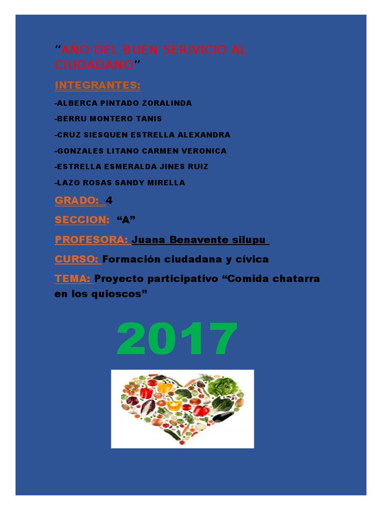 Proyecto Sobre La Comida Chatarra | PDF | Evaluación | Alimentos