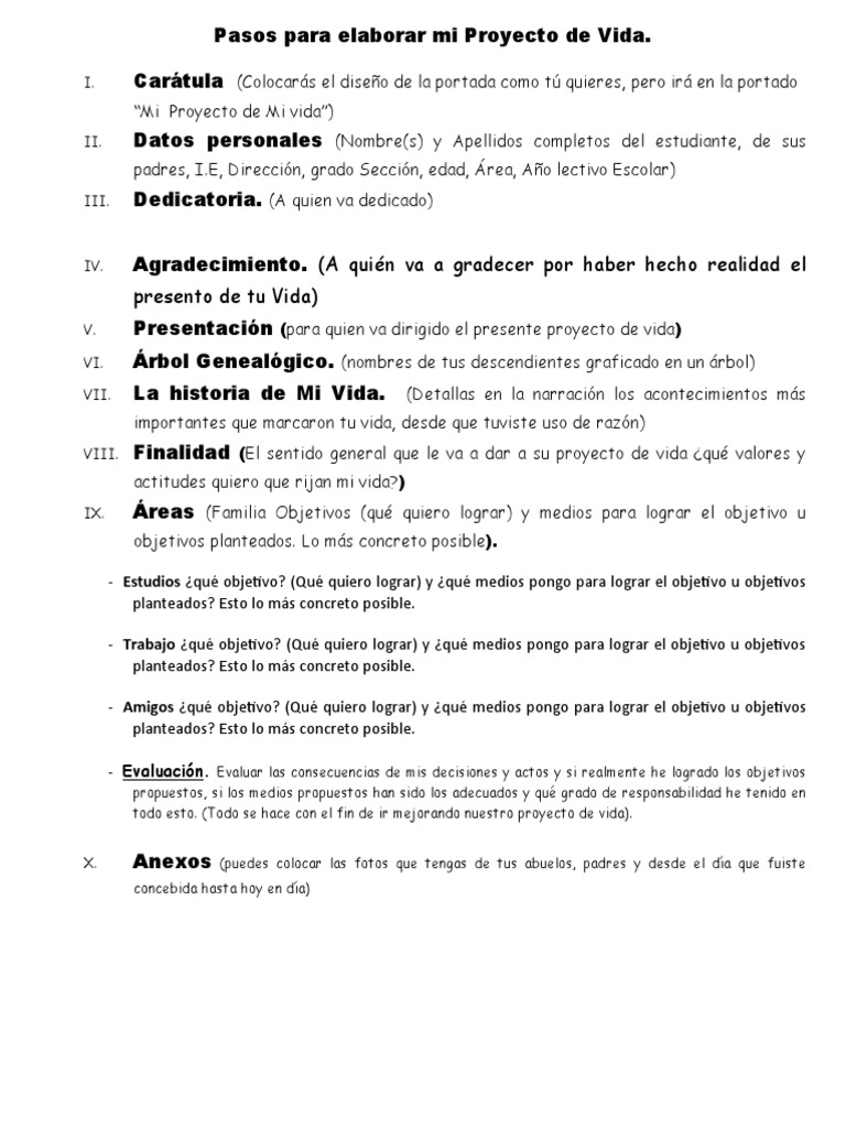 Pasos para Elaborar Mi Proyecto de Vida | PDF Pasos para Elaborar Mi Proyecto de Vida | PDF