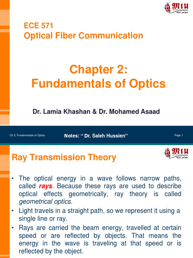 Ch2 Fundamentals of Optics | PDF | Optics | Optical Fiber