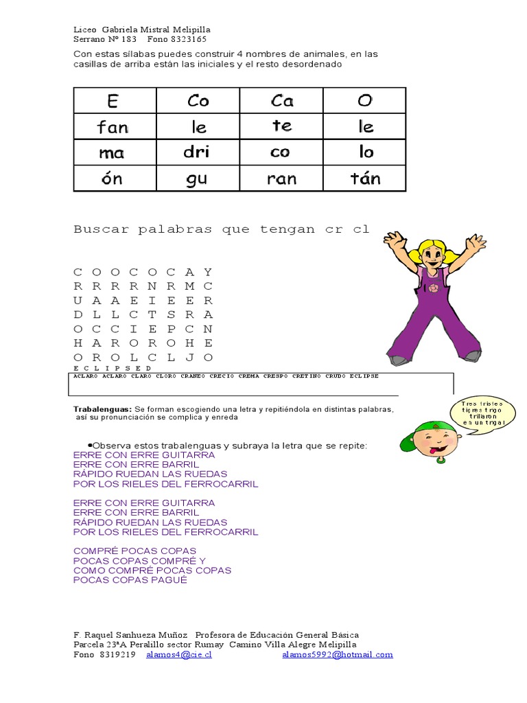 Grupos Consonanticos CR RR CL | PDF