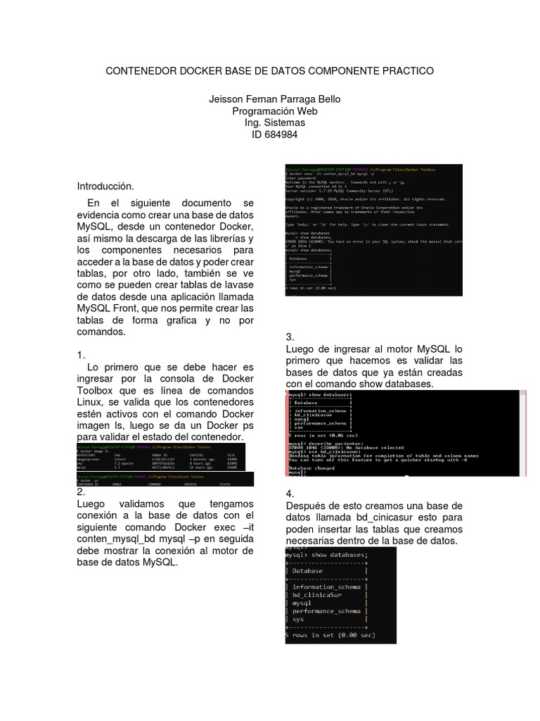 Bases Datos Con Docker IEEE | PDF | Mi sql | Bases de datos