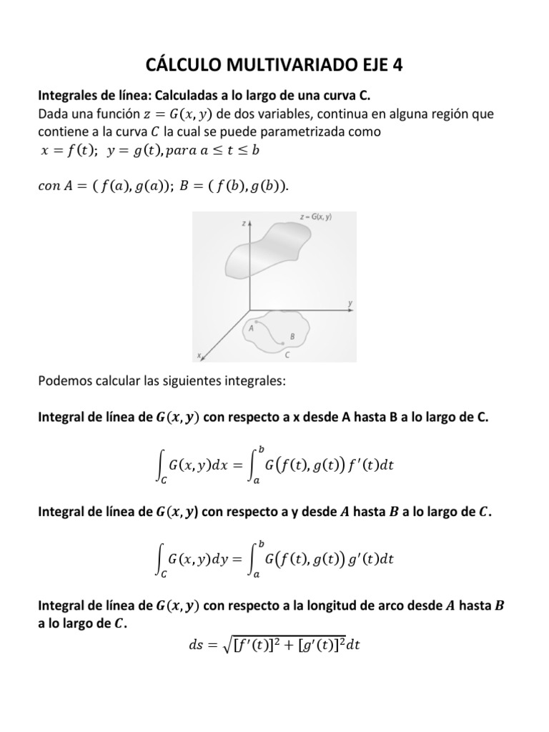 Cálculo Multivariado Ayuda Eje 4-1 PDF | PDF | Integral | Curva