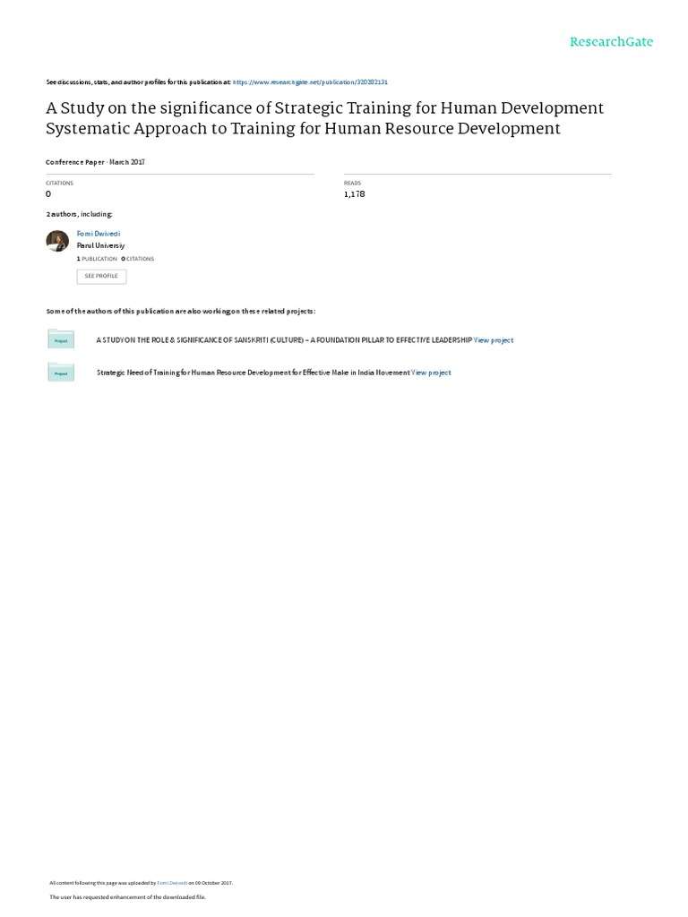 A Study On The Significance of Strategic Training For Human Development ...