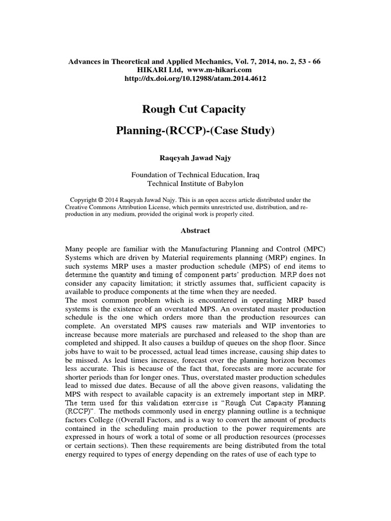 Rough Cut Capacity - RCCP Case Study - 2014 PDF | PDF | Labour ...