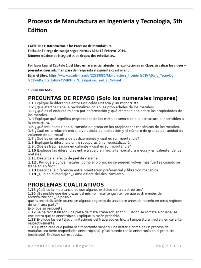 Introducción a Procesos de Manufactura | PDF | Rieles | Ciencia de los materiales