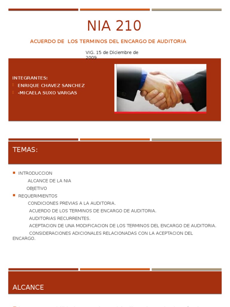 Nia 210 | PDF | Auditoría | Contralor