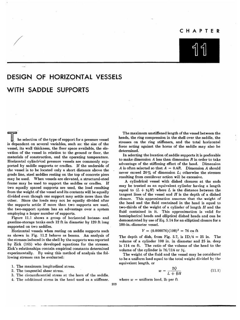 Design of Horizontal Vessel With Saddle Support PDF | PDF
