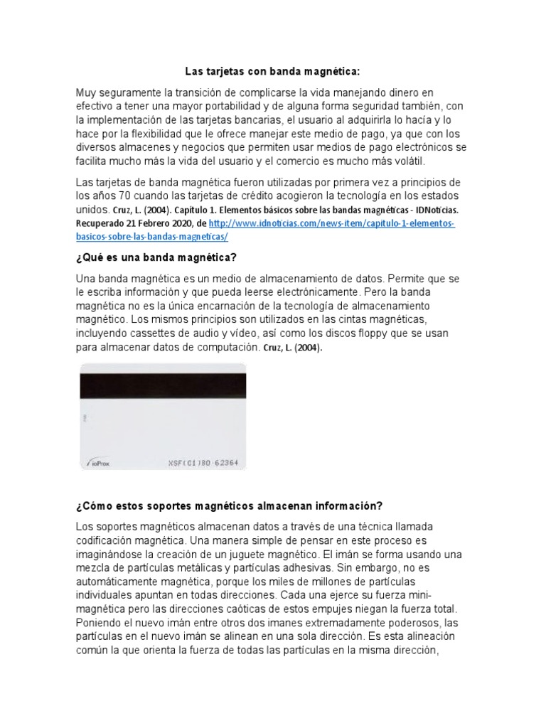 Funcionamiento de tarjetas magnéticas | PDF | Imán | Poco