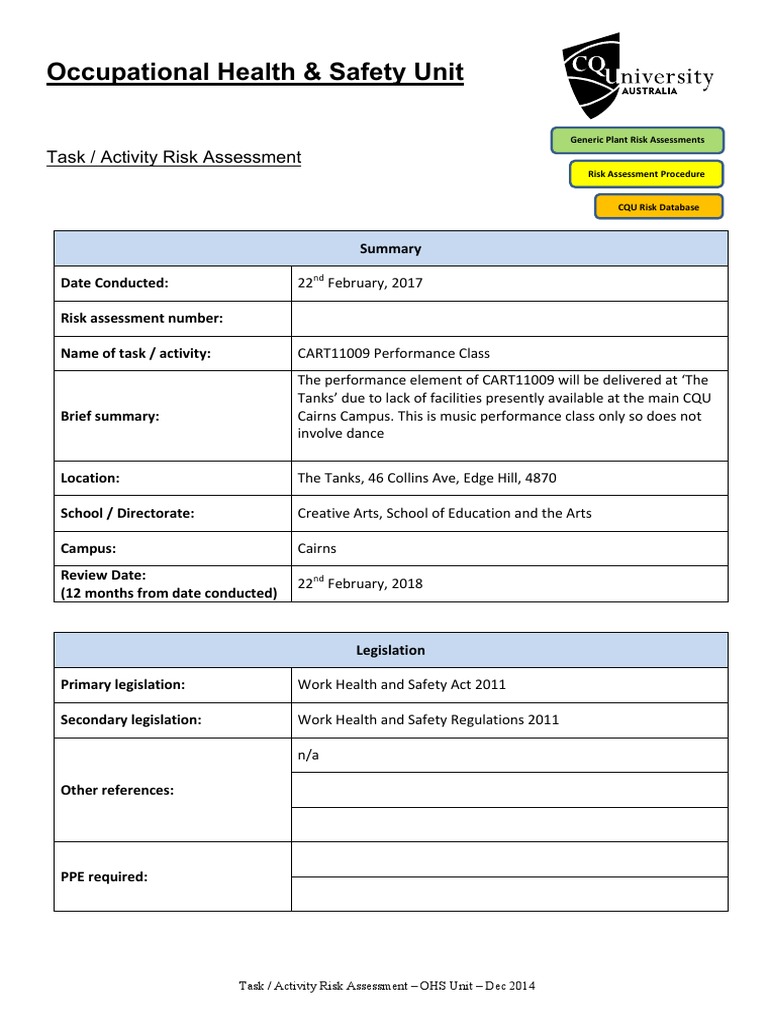 Activity Risk Assessment Template - v3 | PDF | Occupational Safety And ...