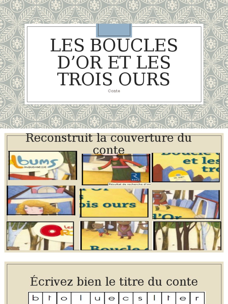 Les Boucles D'or Et Les Trois Ours - Conte | PDF | Boucles d'or et les ...