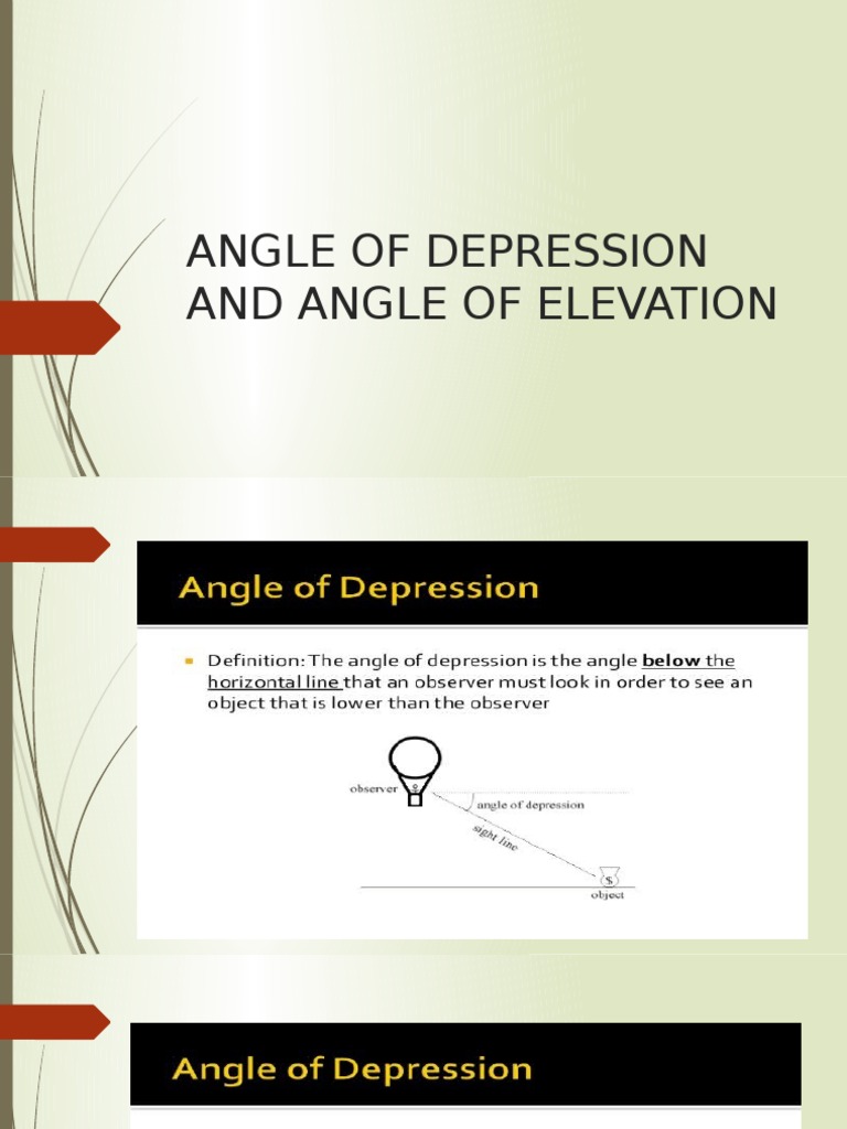 Angle of Depression and Elevation | PDF