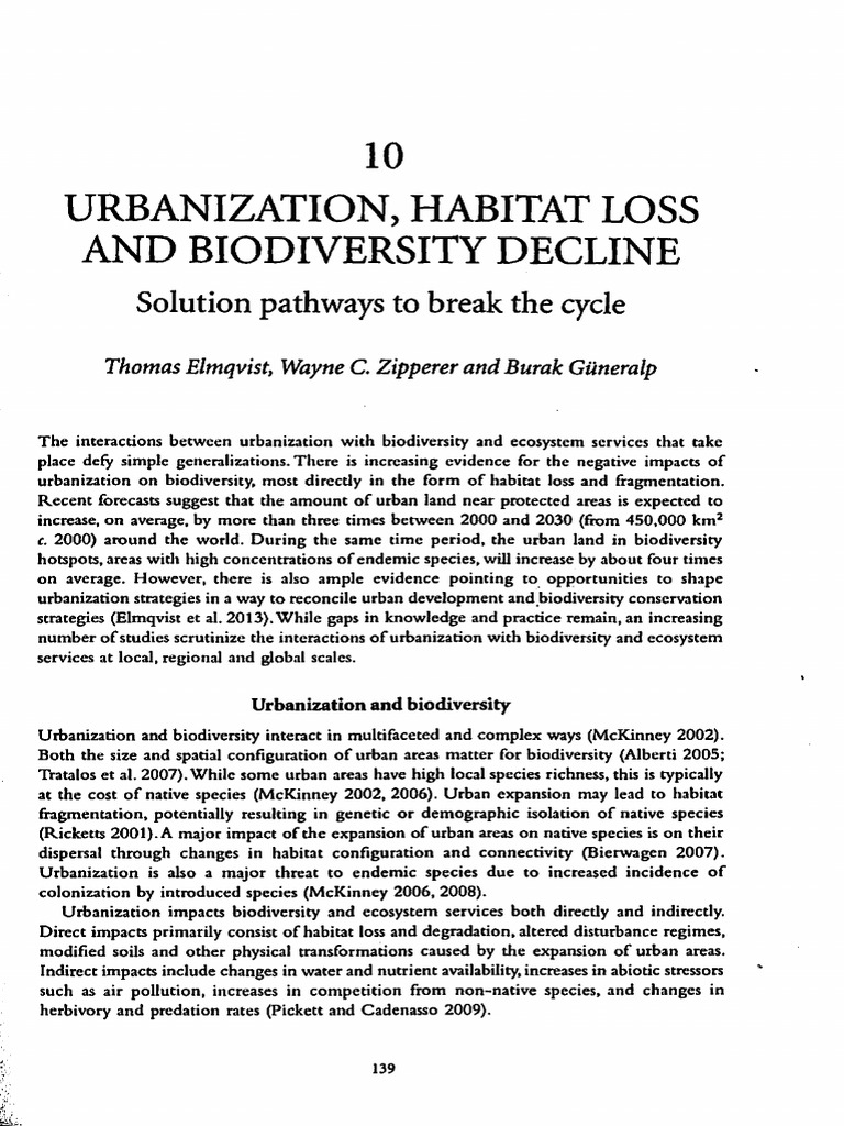 Urbanization's Impact on Biodiversity | PDF | Ecosystem Services ...