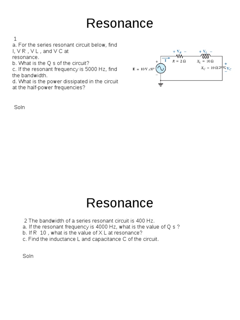 Problem Set Resonance | PDF | Bandwidth (Signal Processing) | Resonance