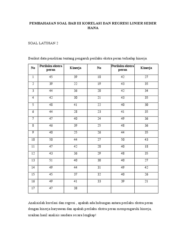 Soal Korelasi Dan Regresi Linier Sederhana | PDF | Errors And Residuals | Correlation And Dependence