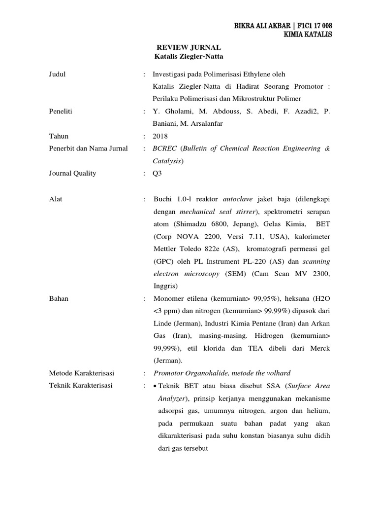 BIKRA ALI AKBAR - f1c117008 - KATALIS ZIEGLER-NATTA | PDF