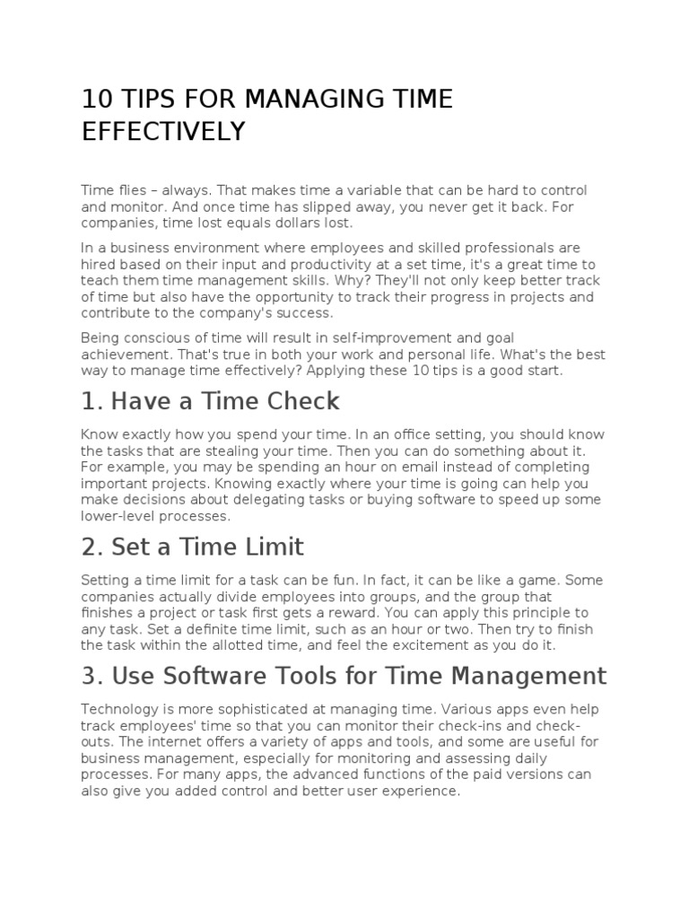 Time Management | PDF | Time Management | Professional Skills