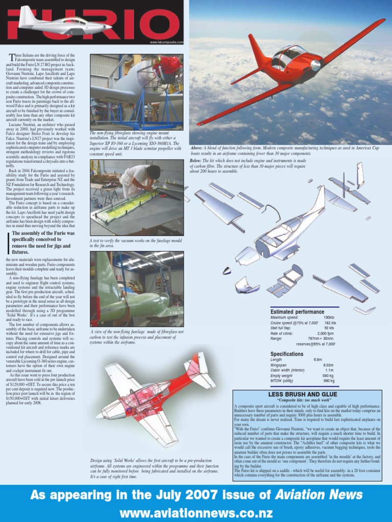 Falco Furio | PDF | Homebuilt Aircraft | Composite Material