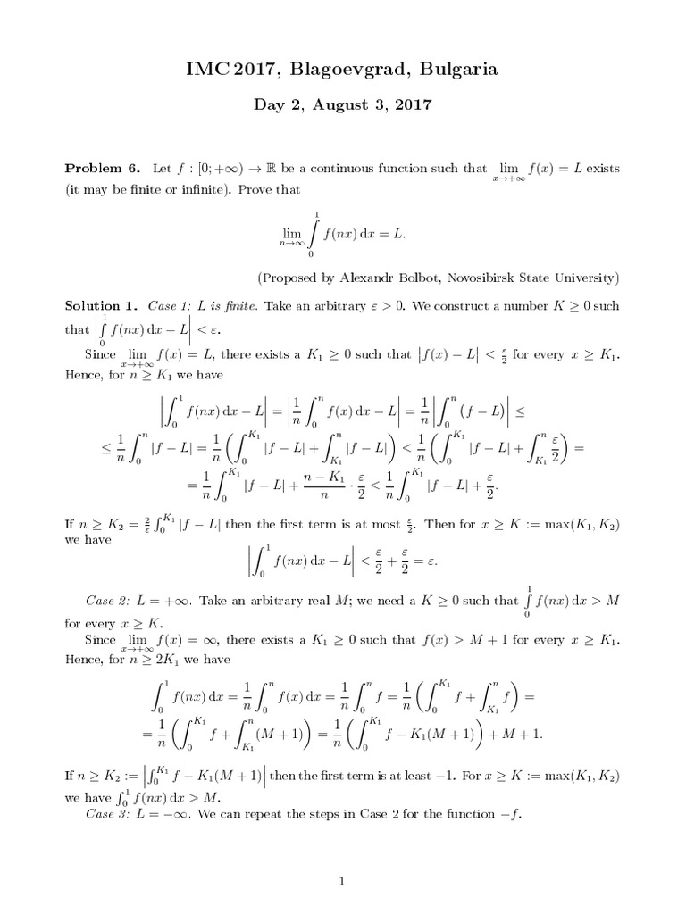 IMC 2017 Problem Solutions Overview | PDF | Eigenvalues And ...