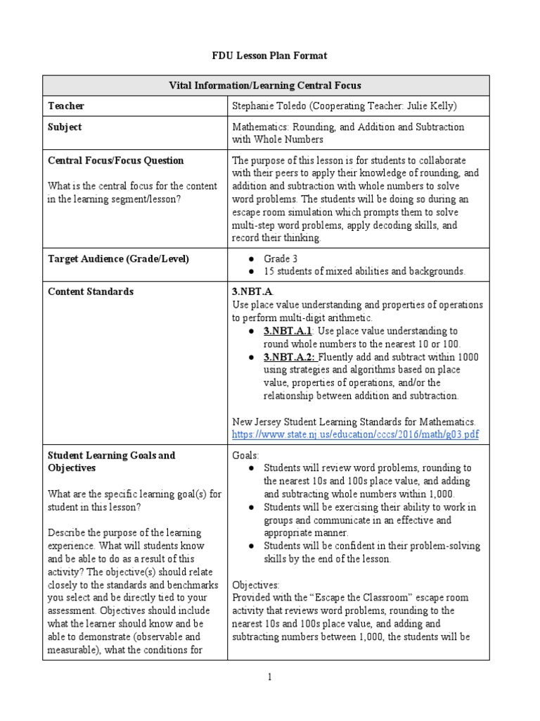 Observation 1 Lesson Plan | PDF | Educational Assessment | Epistemology