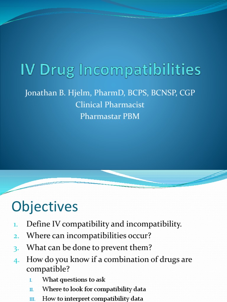 IV Drug Incompatibilities | PDF | Medical Treatments | Drugs