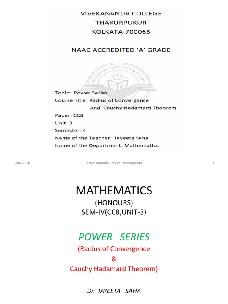 7/04/2020 ©vivekananda College, Thakurpukur 1 | PDF