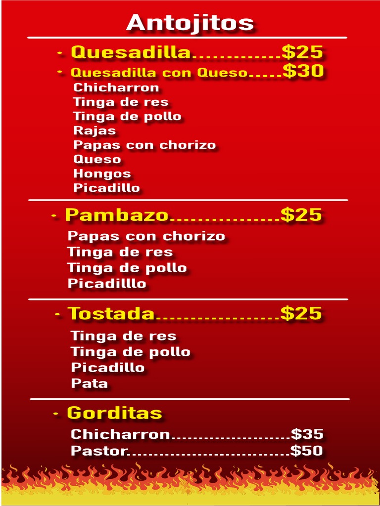 Menú Antojitos | PDF