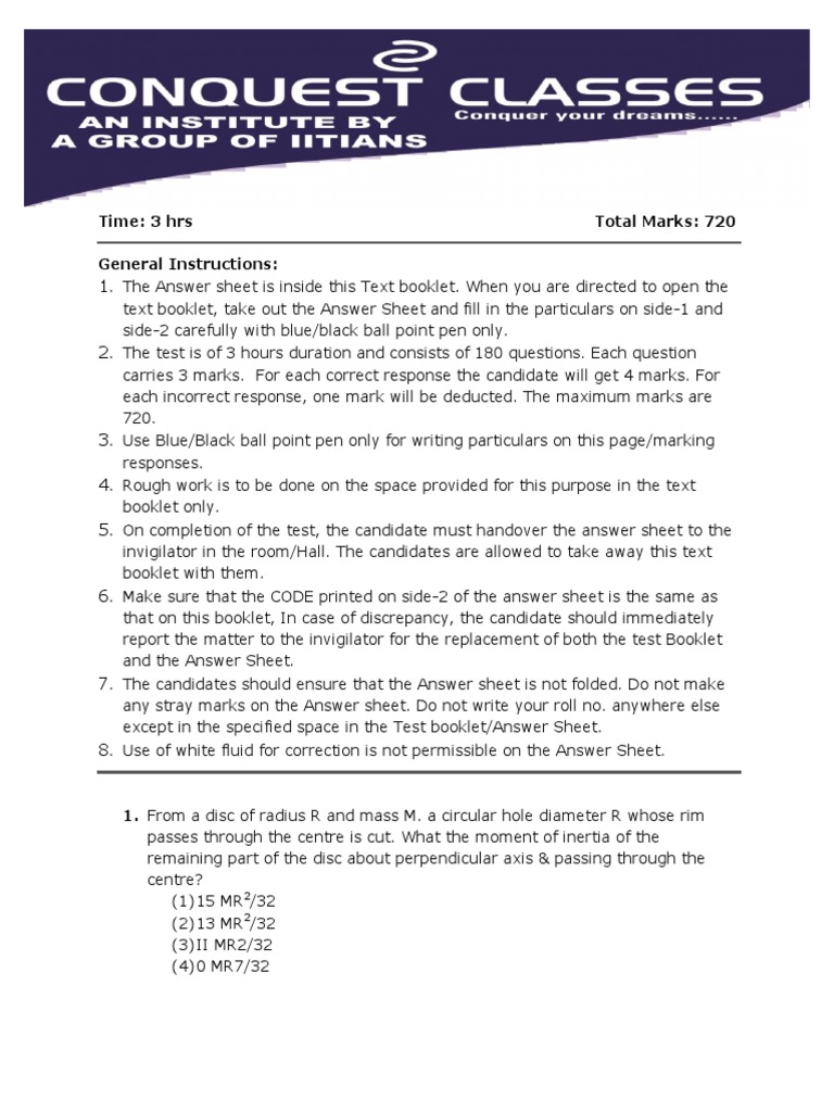 Aipmt / Neet - 2016 (Physics, Chemistry and Biology) Code A/P/W Time: 3 Hrs Total Marks: 720 ...
