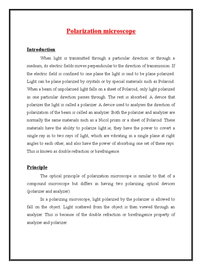 Polarization Microscope | PDF | Polarization (Waves) | Electrodynamics