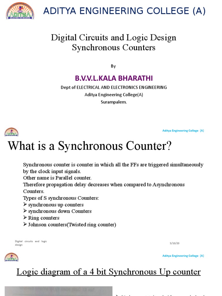Aditya Engineering College (A) : Digital Circuits and Logic Design Synchronous Counters | PDF ...