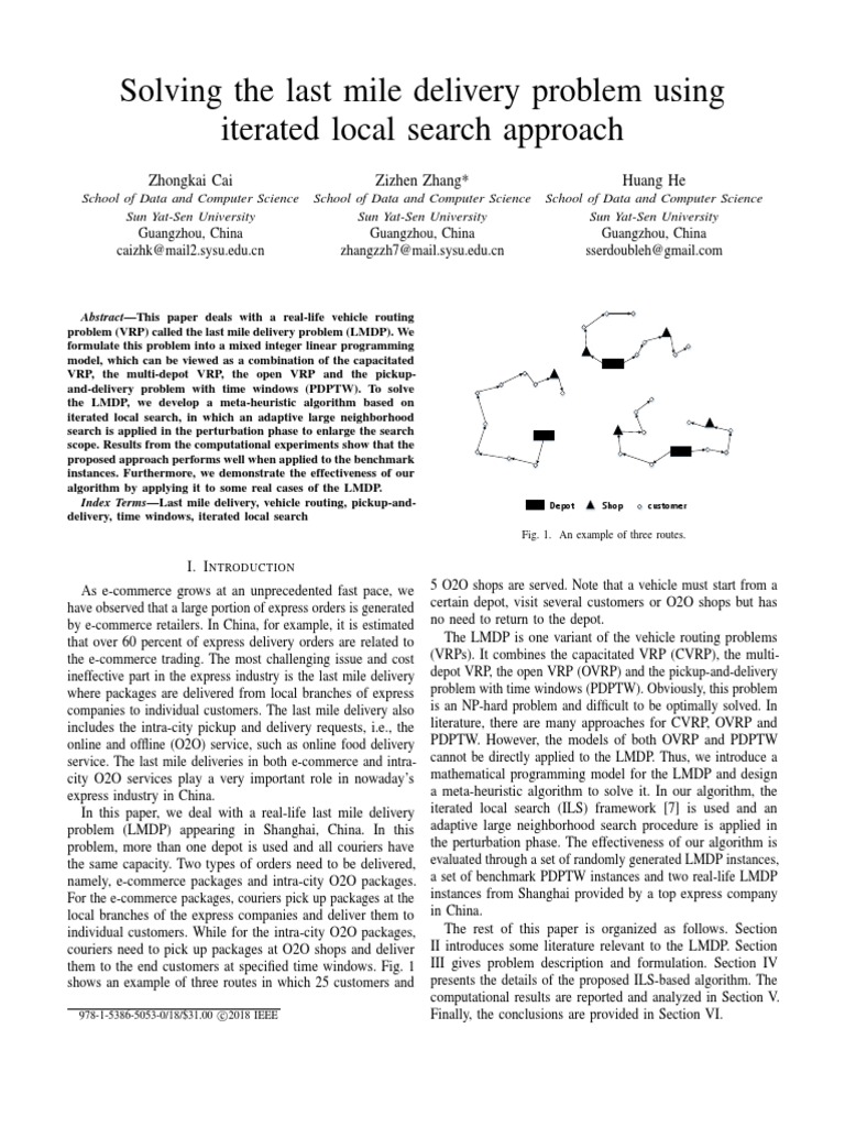 Solving The Last Mile Delivery Problem Using Iterated Local Search Approach | PDF ...