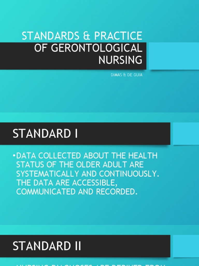 Standards Practice of Gerontological Nursing | PDF