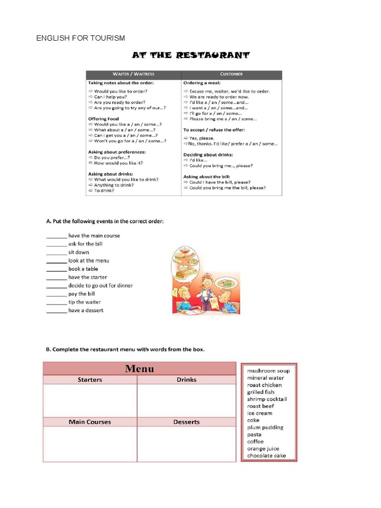 English Phrases for Restaurants | PDF